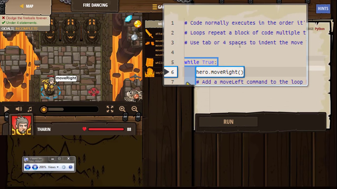 CodeCombat - Fire Dancing (Level 10) - Belajar dan Bermain Python