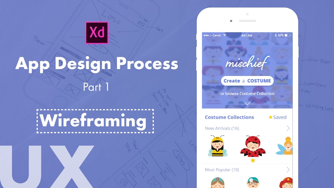 App design Wireframing in XD
