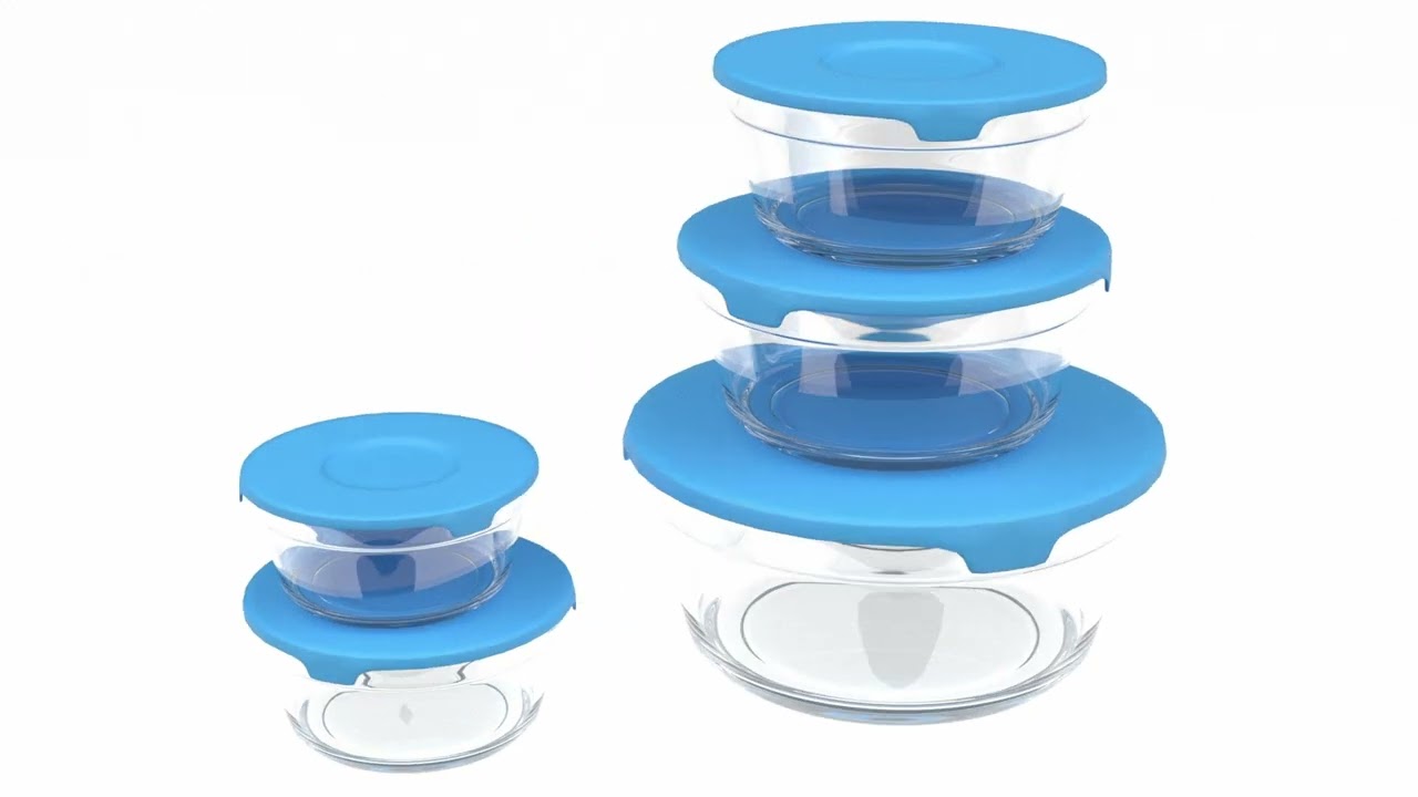 3D model of glassware with plastic lids. Turbosquid (no sound)