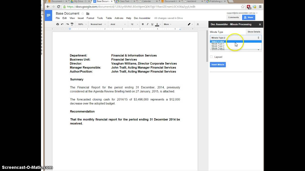 Doc Assembler Google Add On