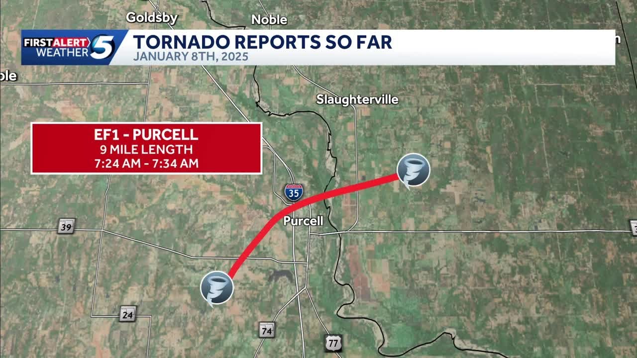 Near-record number of January tornadoes produced Thursday in Oklahoma