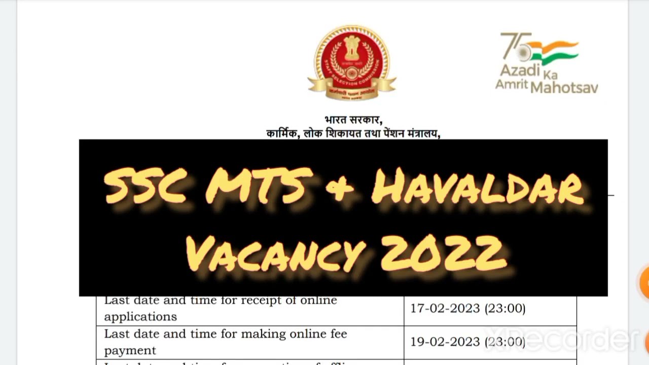 Multi-Tasking (Non-Technical) Staff, and Havaldar (CBIC & CBN) Examination, 2022 || SSC 2023