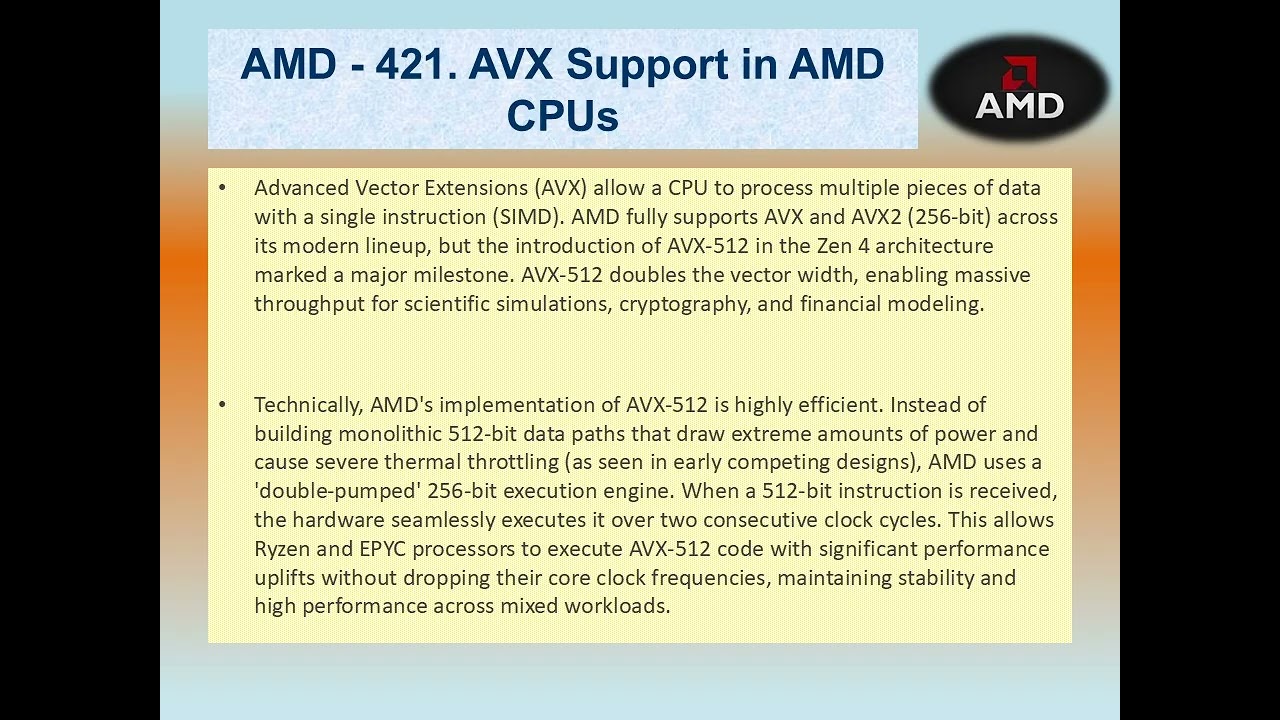 AMD #421 – AVX Support in AMD CPUs