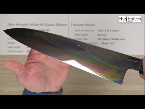 Jikko Honyaki White #3 Gyuto 240mm Crescent Moon Quick Look