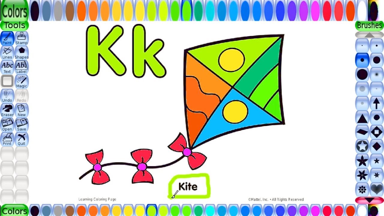 Free Coloring Pages For Kids | Alphabet Letter K Printable Coloring Pages For Kids | Kite Coloring