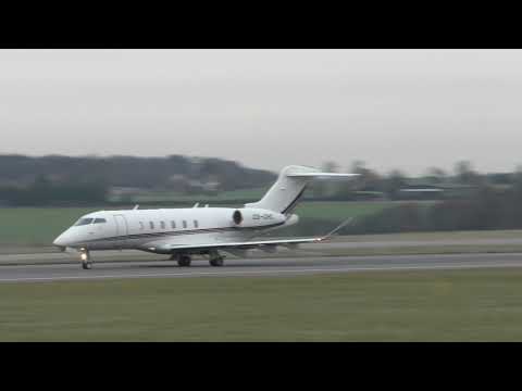 Helicopter & CS CHC Bombardier Challenger 350 netjets takes off London luton Airport 4dec18 3p