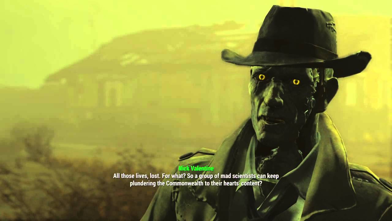 Fallout 4 Nick Valentine's reaction to siding with the Institute.