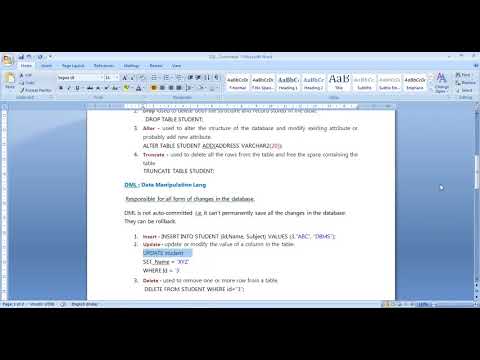 SQL Commands - DDL, DML, DCL, TCL and DQL
