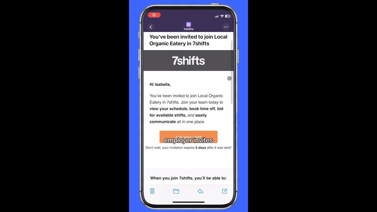 Logging into the 7shifts app for employees