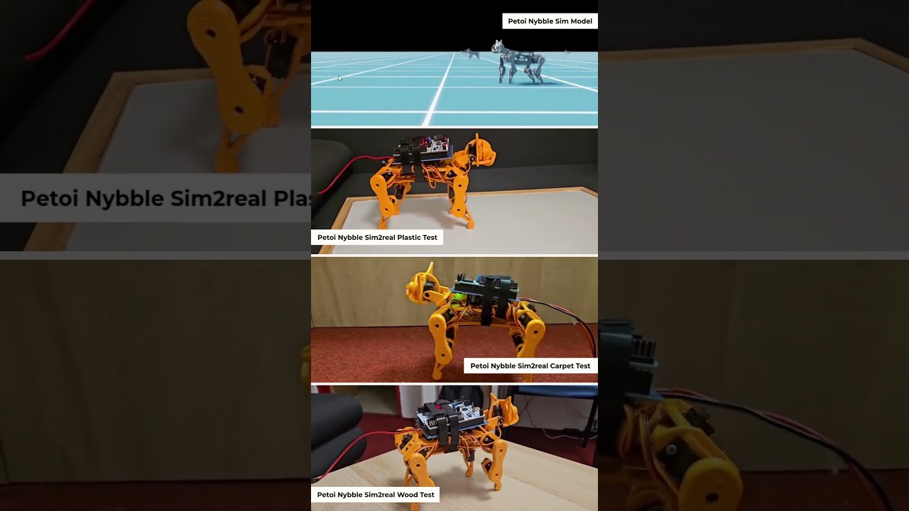 Sim-to-Real transfer achieved with Petoi's Nybble! Open Source Robot Cat Simulation