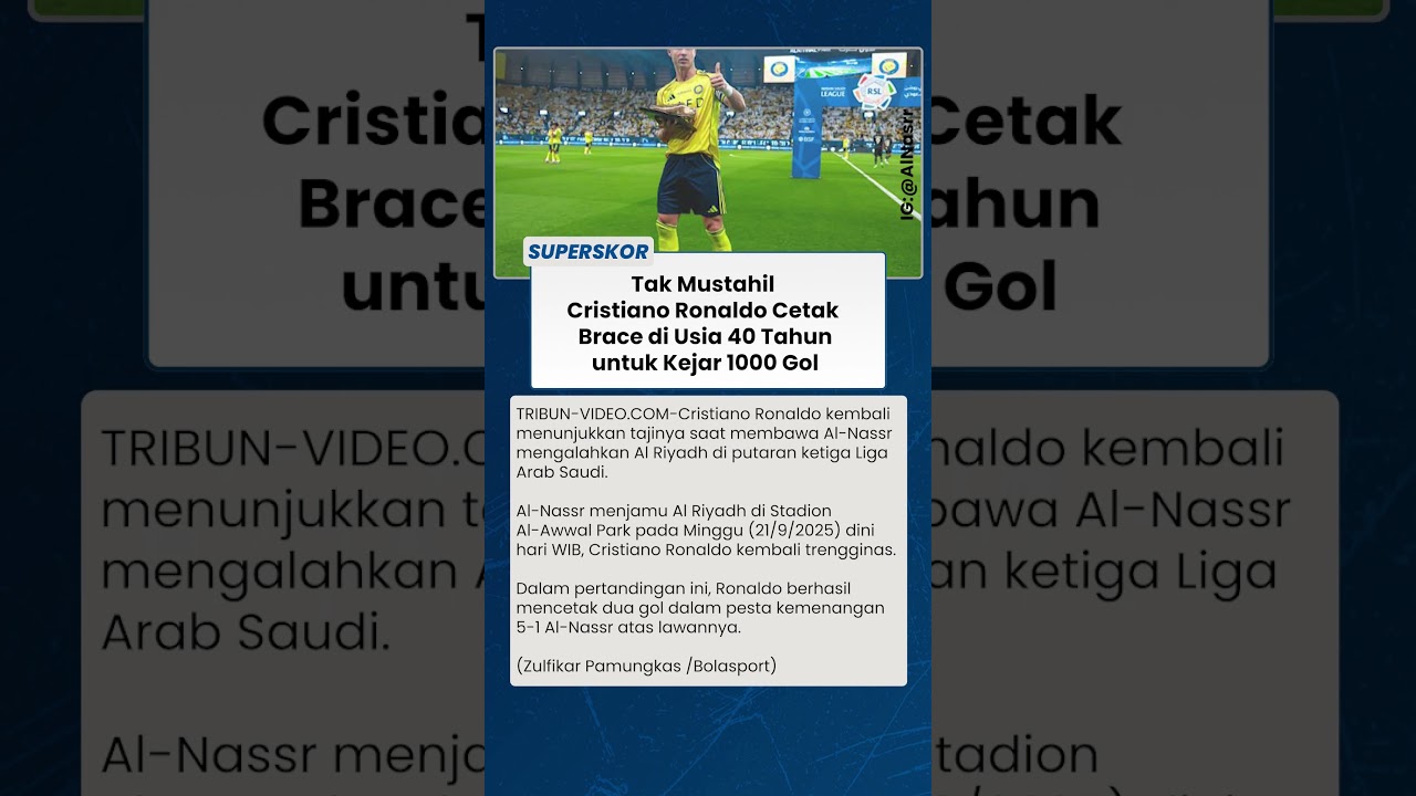 TAK MUSTAHIL BAGI CRISTIANO Ronaldo Cetak Brace di Usia 40 Tahun