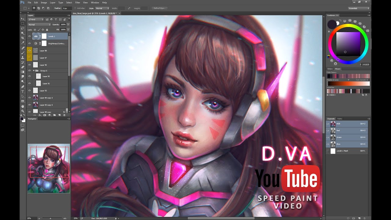 D.VA - Overwatch: Digital Painting Process