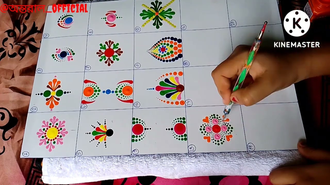 Dot mandala patterns || part -2 ||(step by step)|| Dot mandala art for beginners. Acrylic painting.
