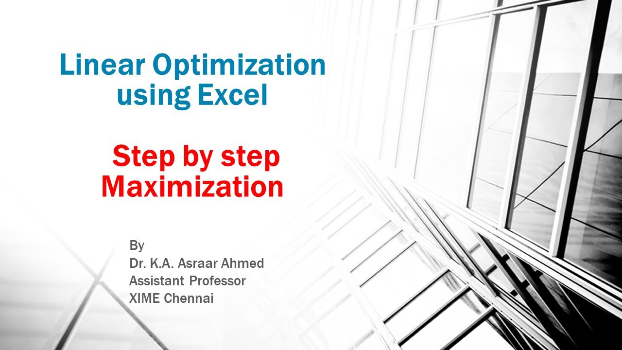Linear Programming Problem/Linear Optimization using Excel step by step Maximization using LPP
