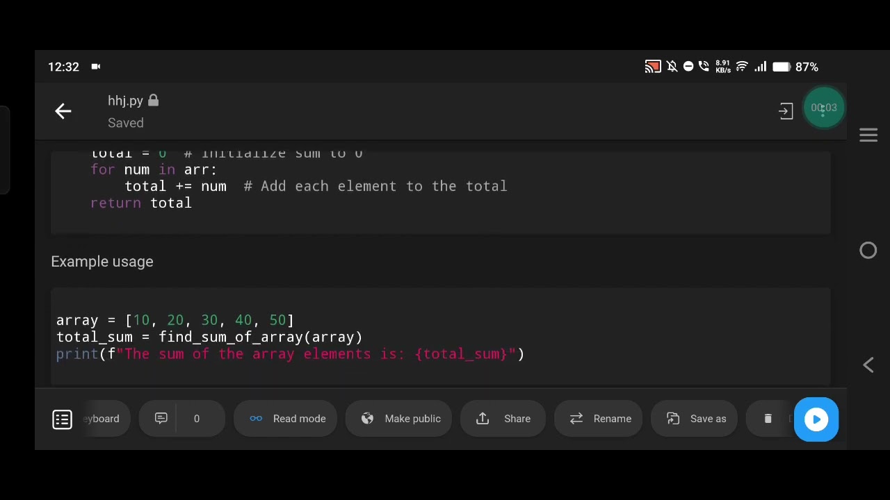 Calculate the Sum of Array Elements in Python | Python Coding Tutorial