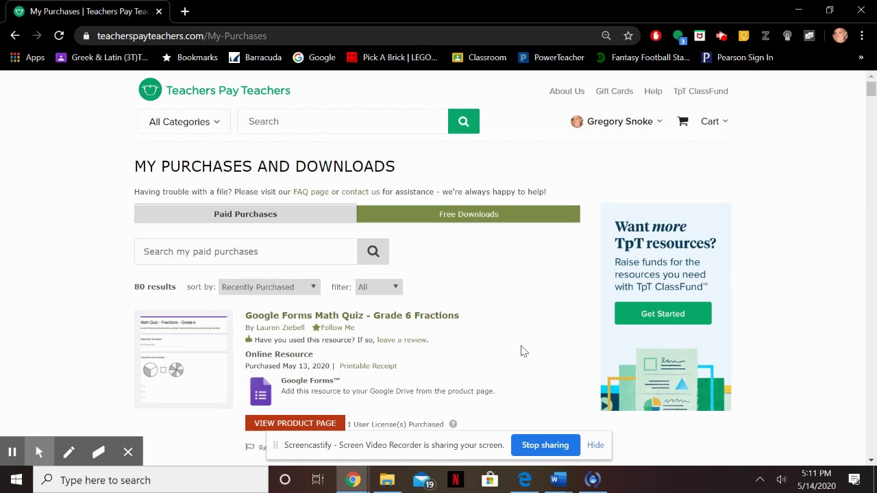 Accessing a Google Form from TpT