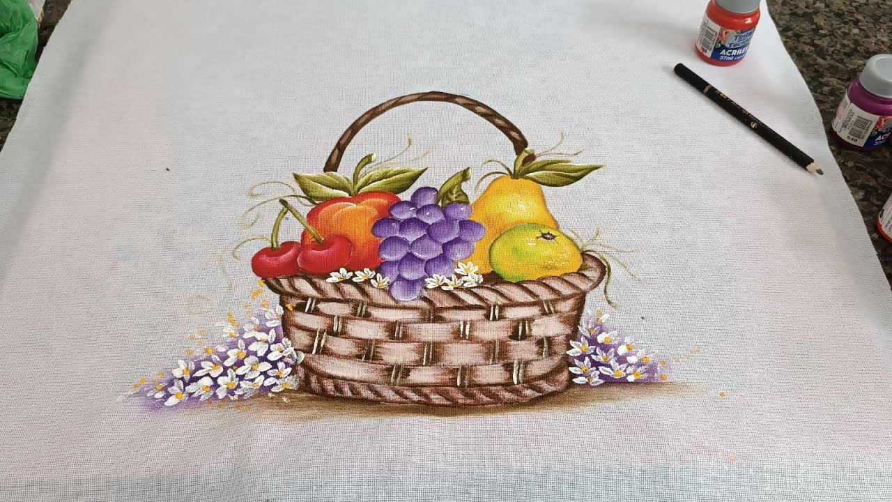 Como pintar cesta com frutas .#seinscreve #curteecompartilha #artesanato