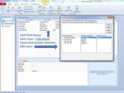 Calculated Data Types in Microsoft Access Database Tables