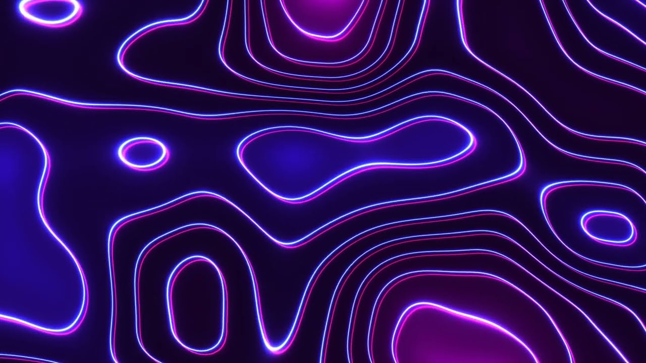Abstract Purple & Blue Wave patterns Background | 2 hours 4k Screensaver | Neon Lines