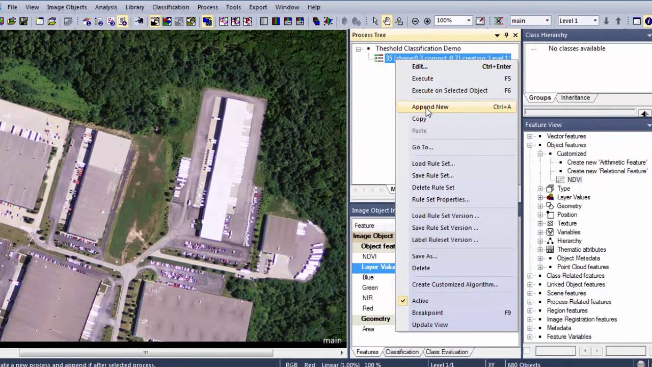 Threshold Classification in eCognition