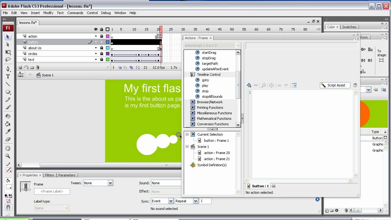 FLASH CS3 - Beginners Level 2a - Buttons