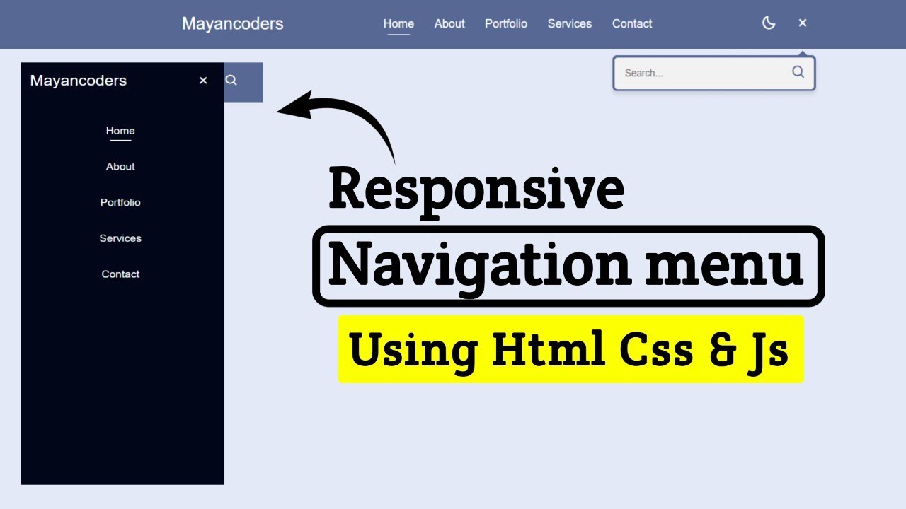 Responsive Navbar Menu Using HTML, CSS & JavaScript | Modern Navigation Bar Tutorial | Mayancoders