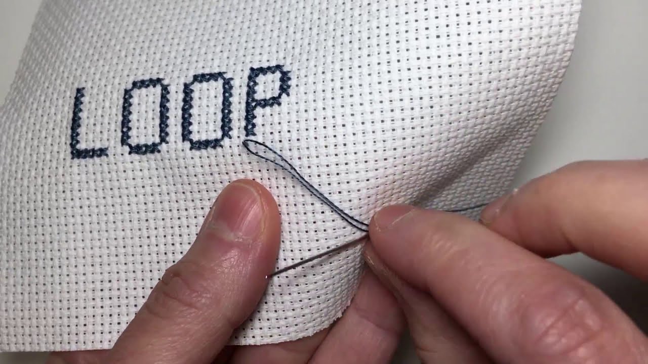 How to start cross stitch with the knotless loop method, watch & learn this cross stitch technique