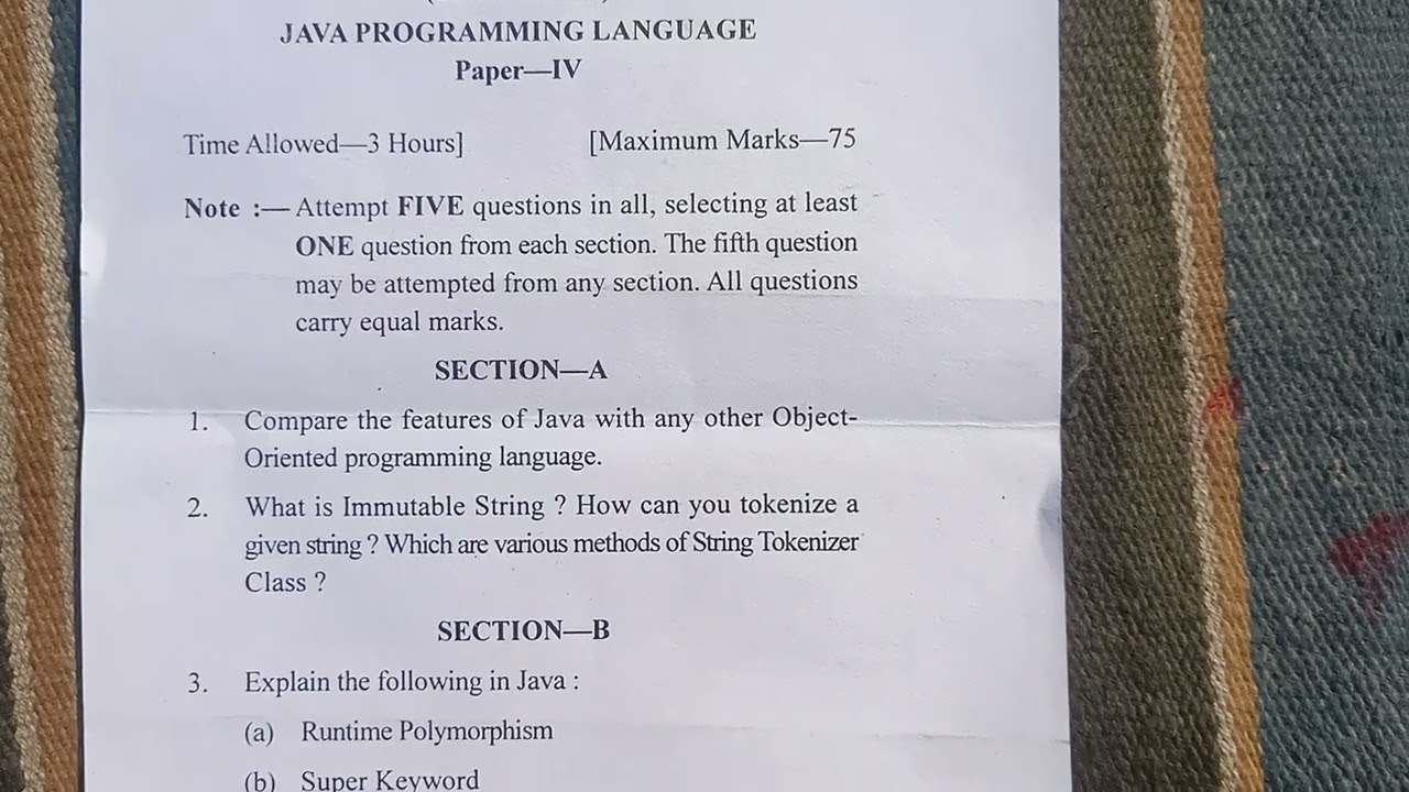 Gndu question paper  java bca sem5