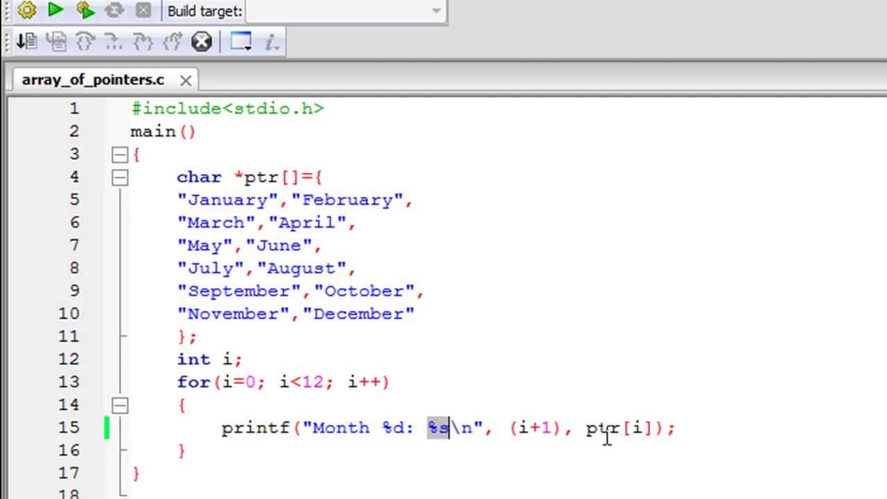 C Programming Tutorial - 59: Array of Pointers