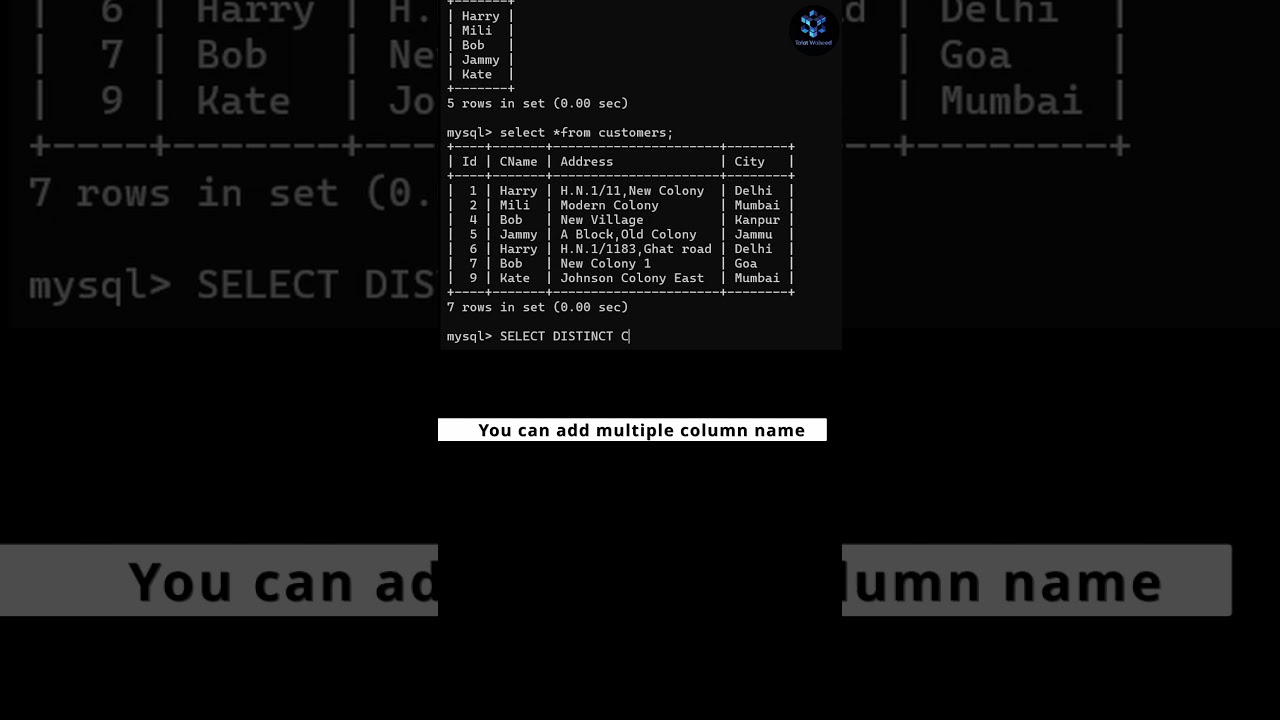 How to apply DISTINCT on MULTIPLE COLUMNS |SELECT DISTINCT Statement(Return Different values) #mysql