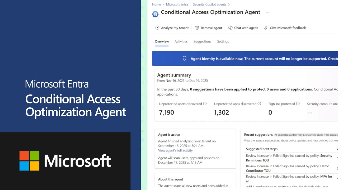 Microsoft Entra | Conditional Access Optimization Agent