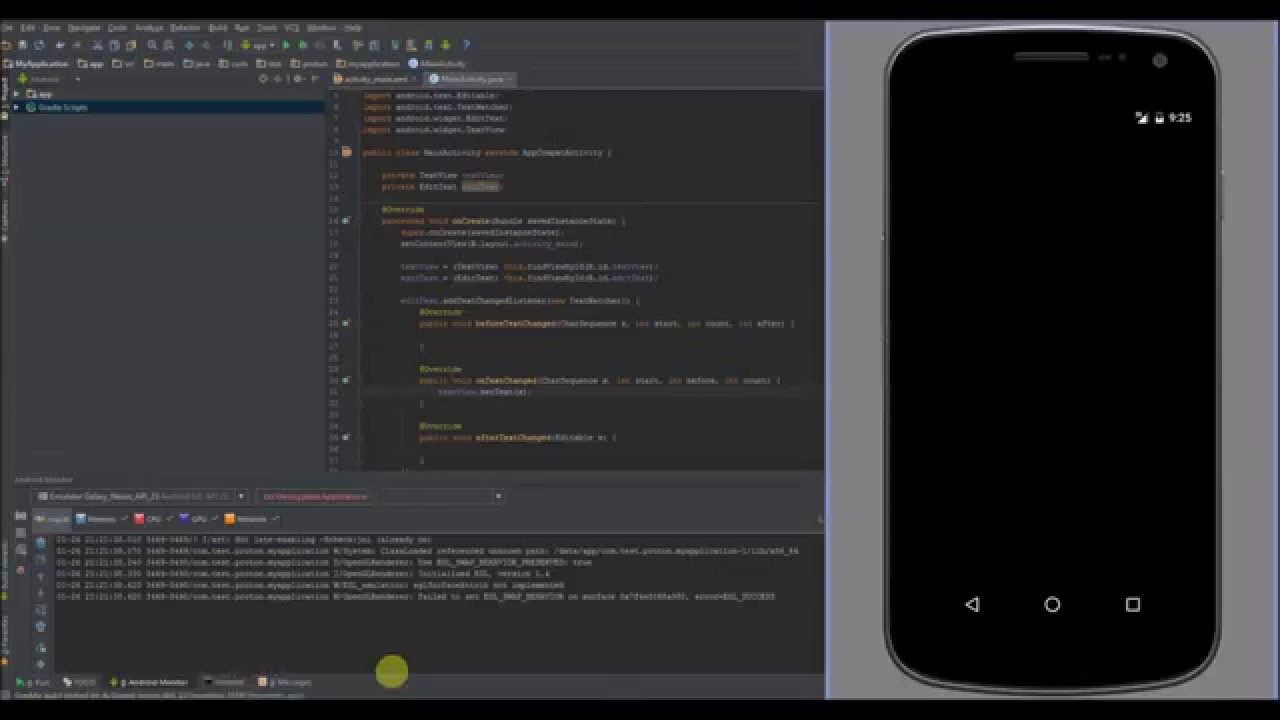 Android EditText text changed listener.