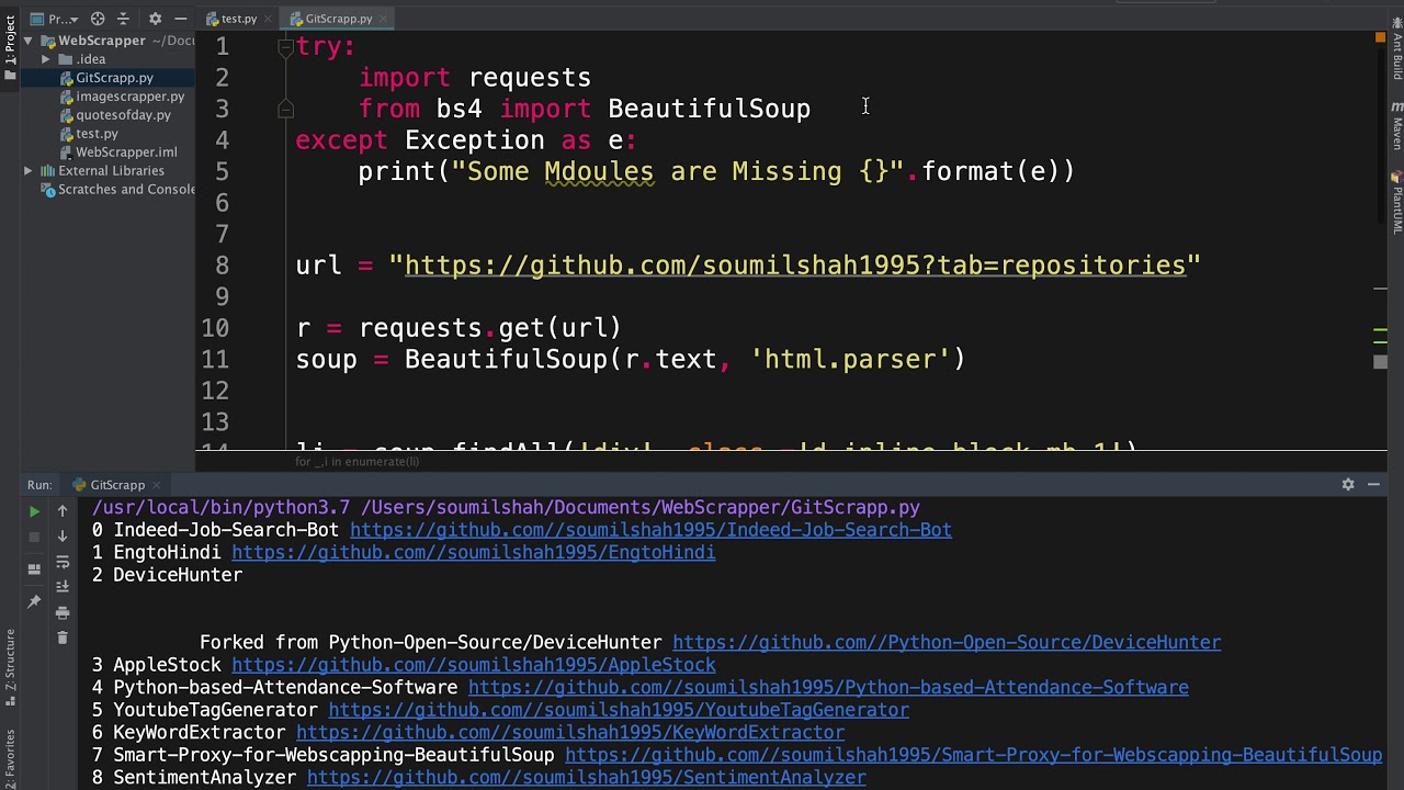 Github Repo Scrapper | Python |. Web scrapping