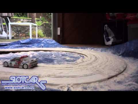Rallyslot test - complete with SNOW (flour)!