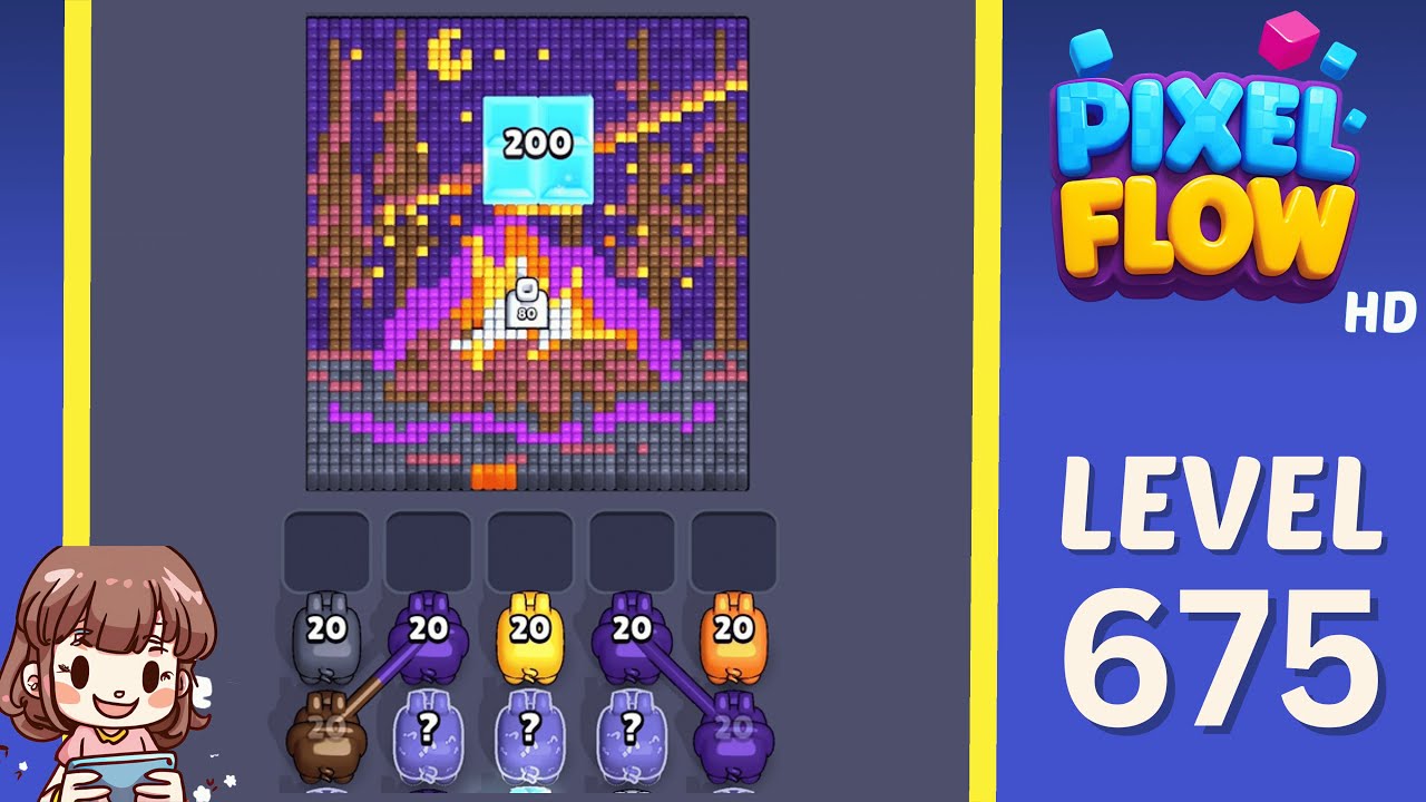 Pixel Flow Level 675 Solution Walkthrough