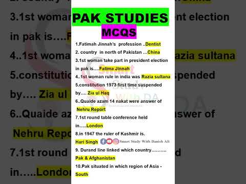 pak studies mcqs Pak Study notes #css #pakstudynotes