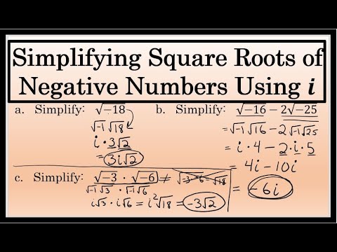 Simplifying Square Roots of Negative Numbers Using i (The Imaginary Number)