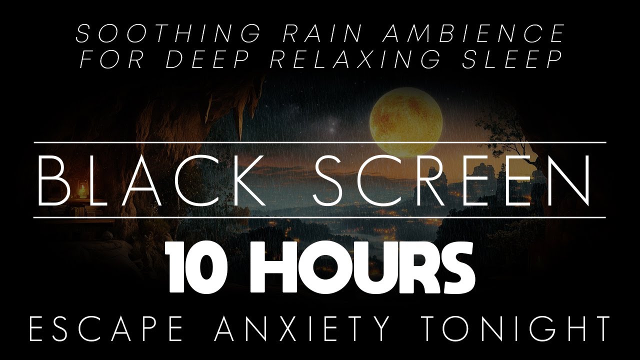 🌕 GOLDEN MOON CAVE • 10-Hour Rain for INSTANT Sleep 😴 BLACK SCREEN Sleep & Anxiety Relief (4K ASMR)