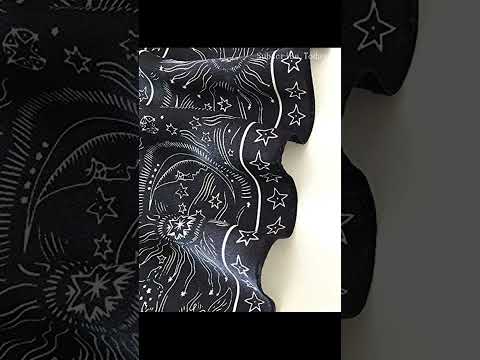 FONYVE Silk Scarf: Oil Paint Pink & Mulberry Silk Constellation Black | Stunning Scarf Details
