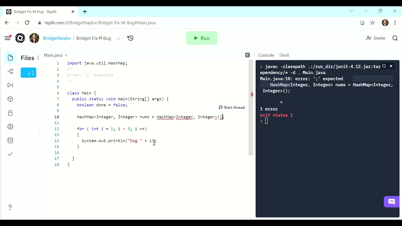 Java: error: ';' expected (Object Initializing )