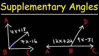 [FREE] 1∠1 and 2∠2 are supplementary angles. If m∠1 = (2x - 21)^\circ ...