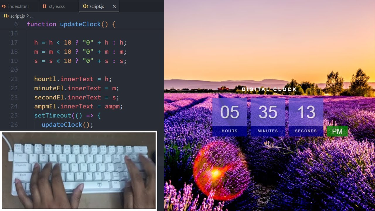 ASMR Programming - Digital Clock JavaScript - No Talking