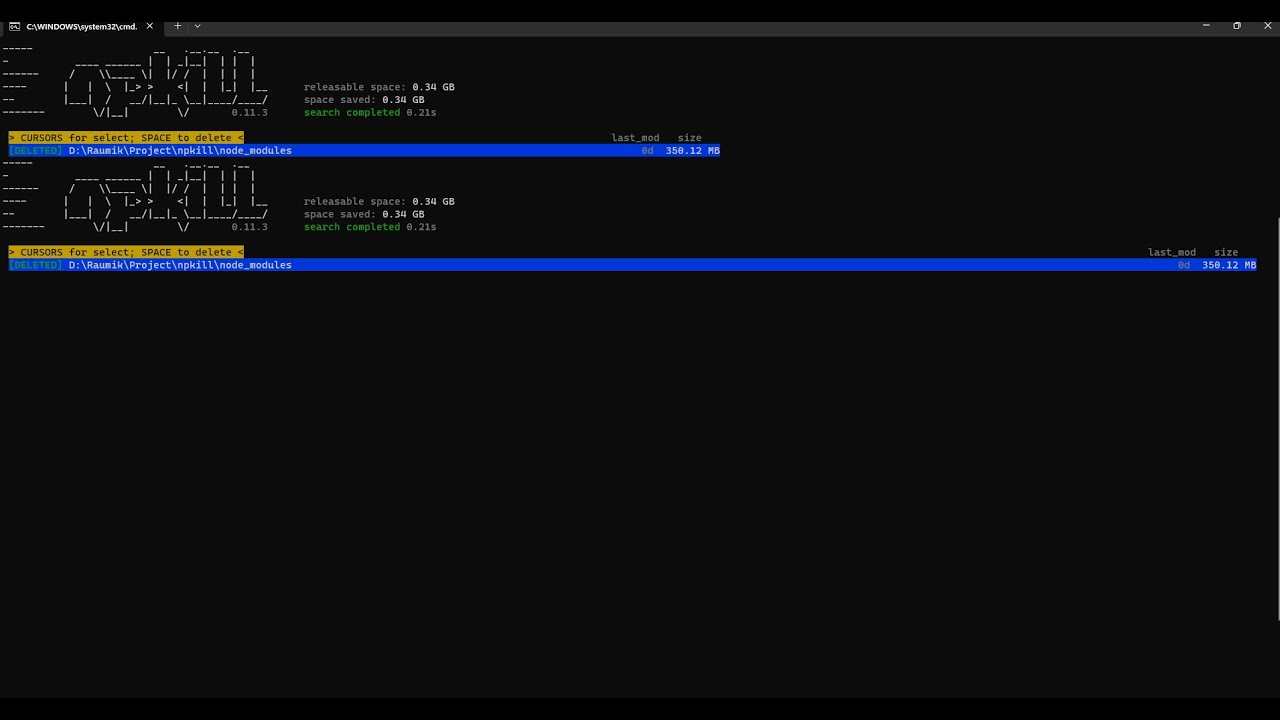 Delete node modules faster with npkill