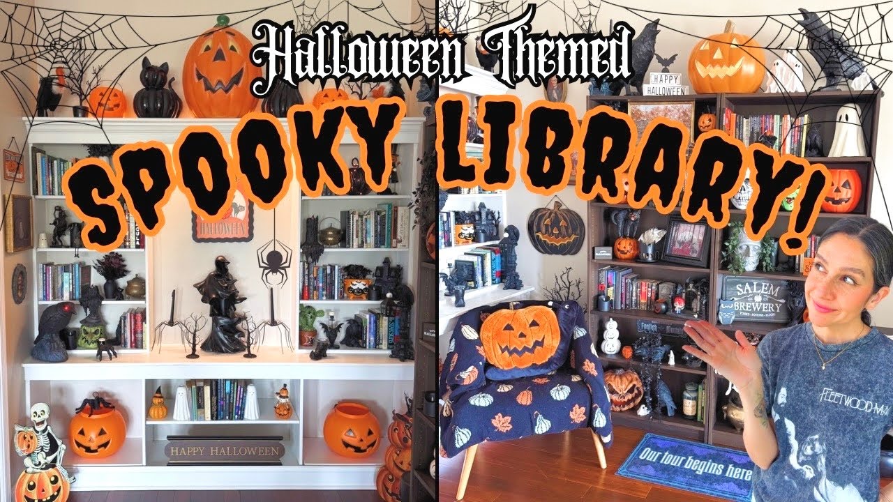 Halloween Themed Spooky Library!🎃 Decorate with Me!📚🖤