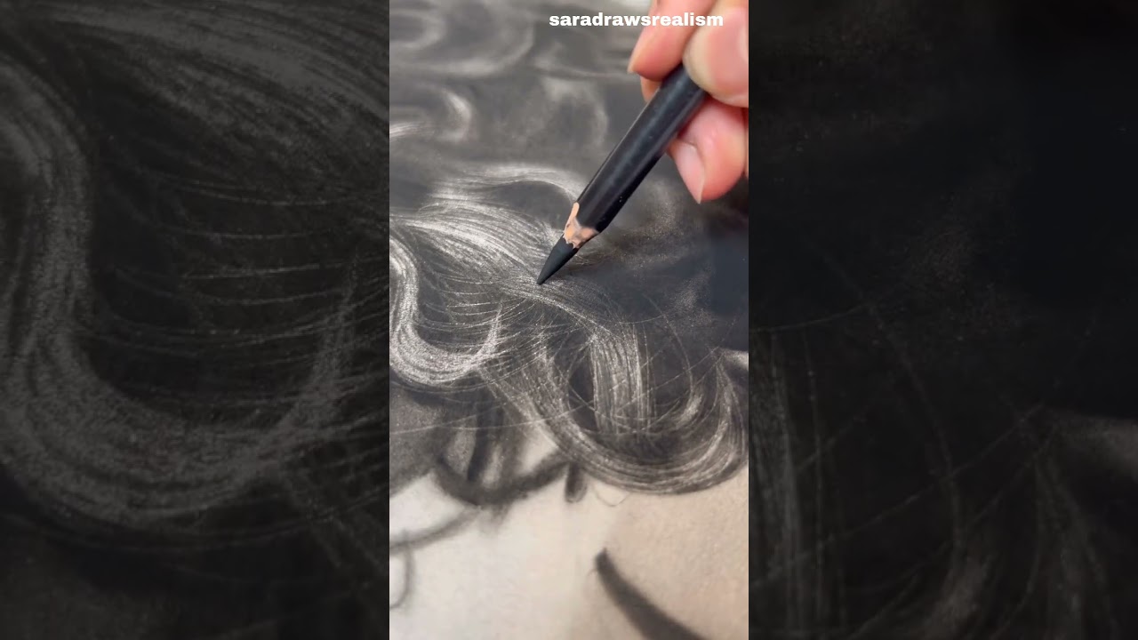 How I Draw Realistic Curly Hair #drawing #hyperrealism #sketch #draw #shorts