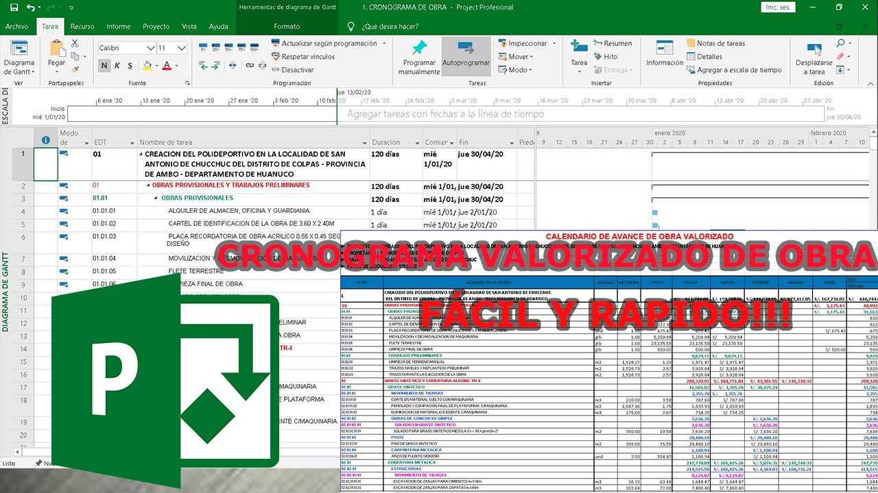 VALUED CONSTRUCTION SCHEDULE WITH MS PROJECT EASY AND FAST