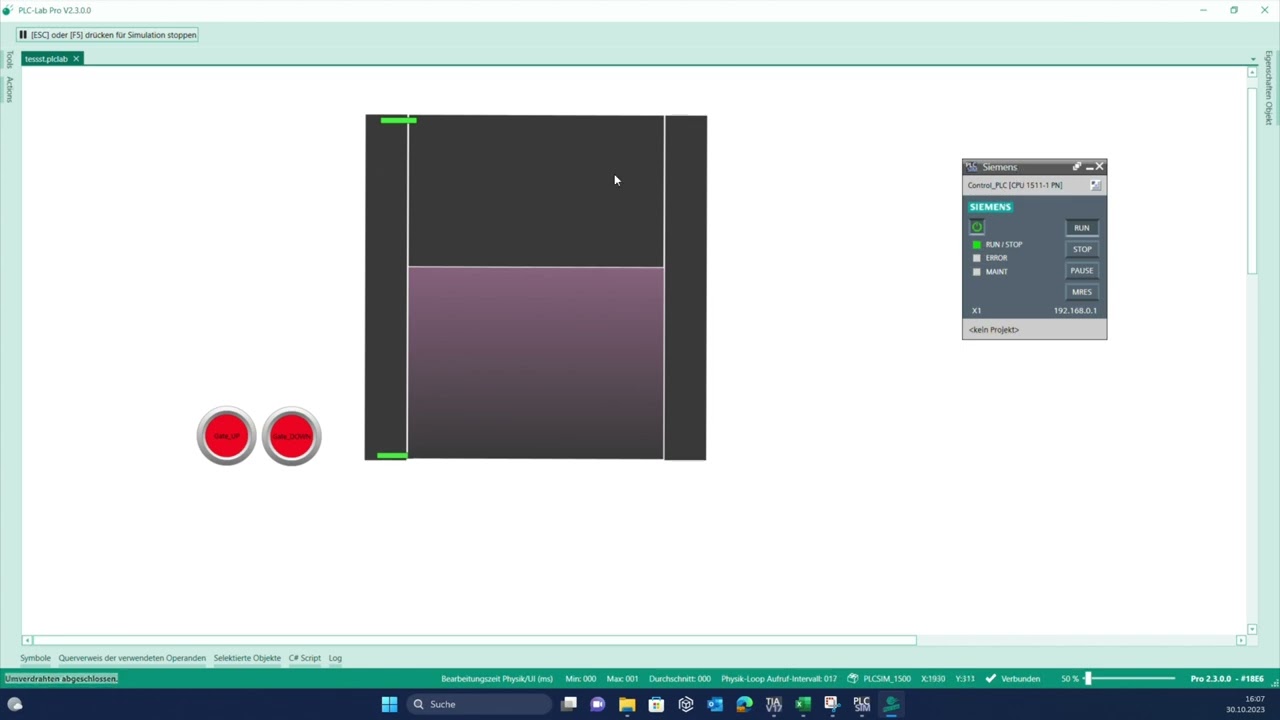 Testing our program using the PLC Lab Software