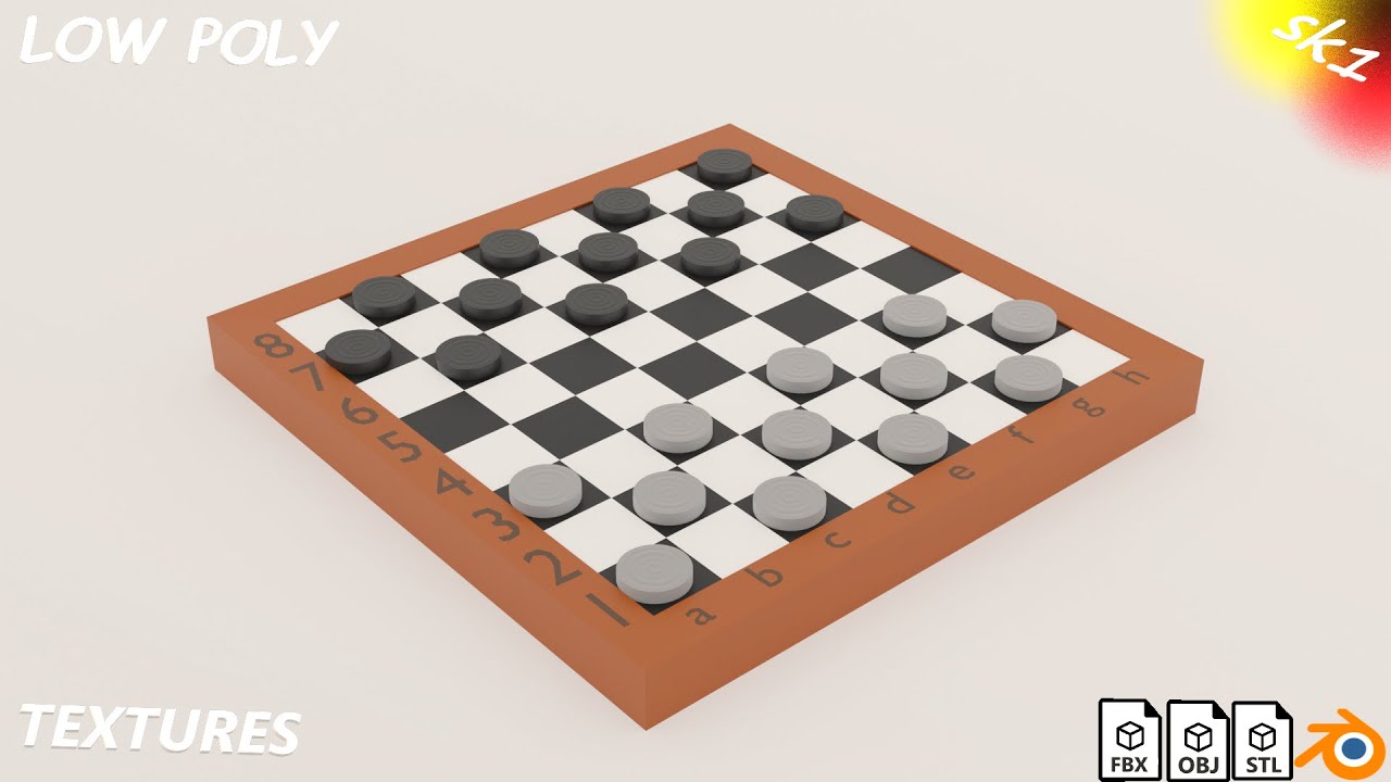 checker figure board(part 1) | CGTrader
