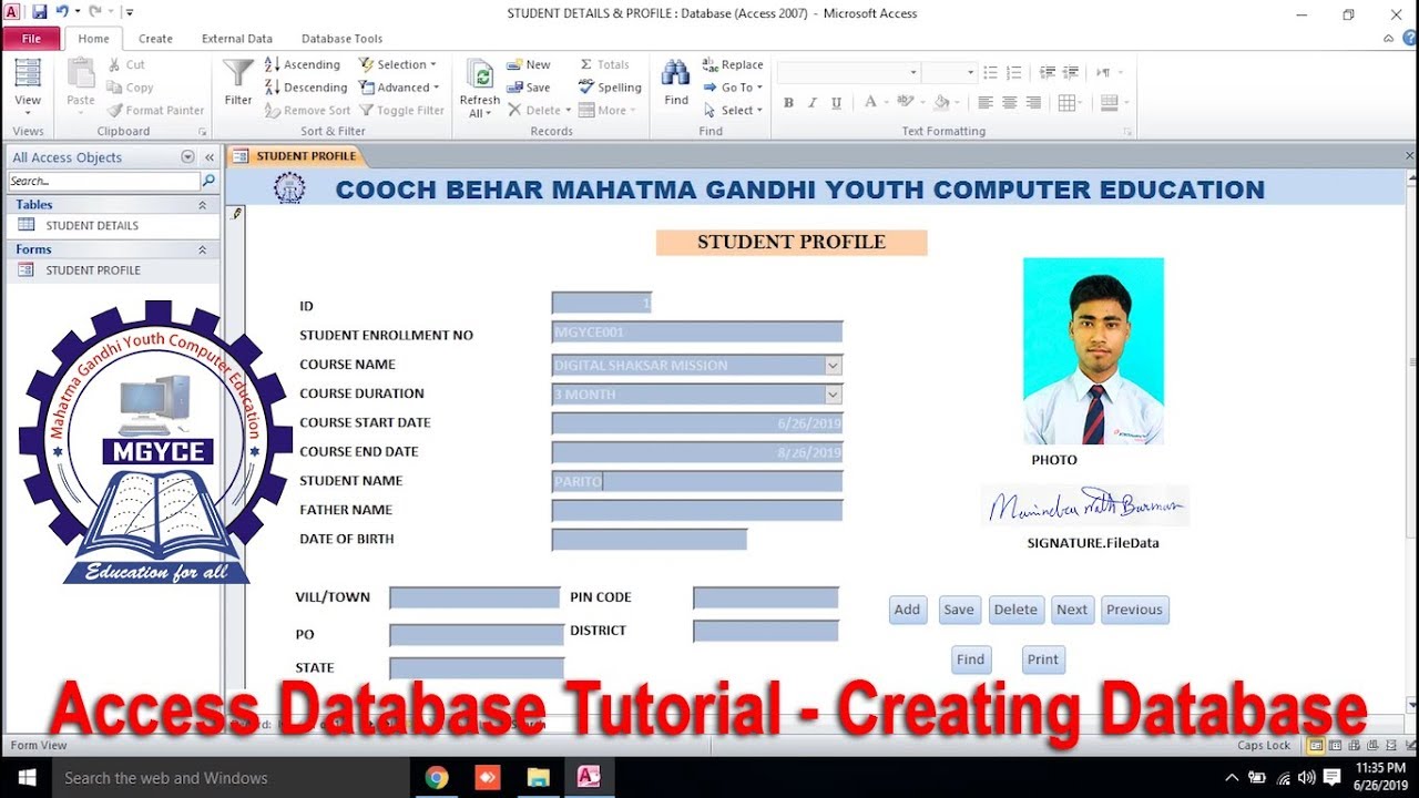 Beginners MS Access Database Tutorial - Creating Database | CMGYCE