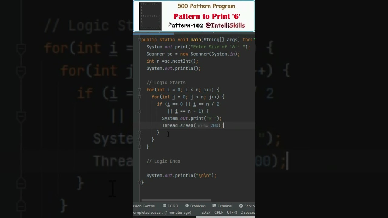 Java Pattern-102 | Print 6 | 500 Java Pattern Programs #shorts #java #coding #programming